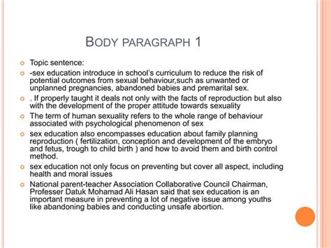Sex Education Pro And Con Ppt