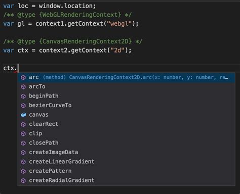 intellisense adding javascript type hints for vscode