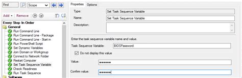 set task sequence variable