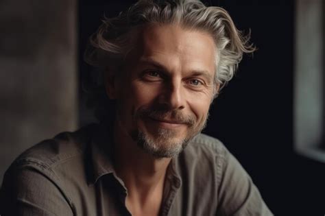 Premium Ai Image Portrait Of Beautiful Mature Blonde Bearded Guy With