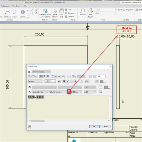 show parameters and dimension at drawing autodesk community