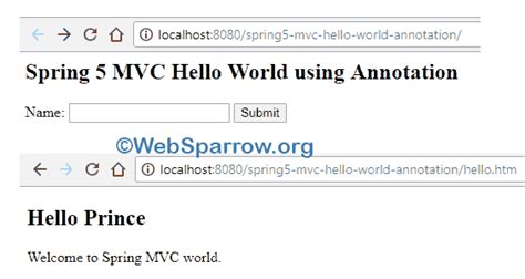 spring 5 mvc hello world using annotation websparrow