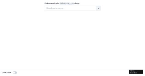 chakra react select chakrastyles vanilla codesandbox