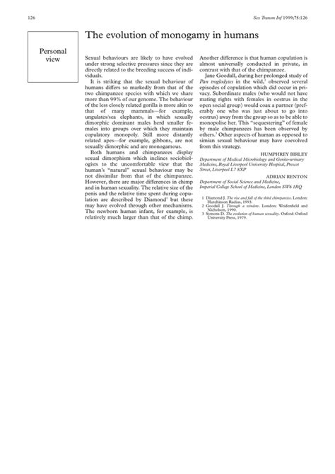 The Evolution Of Monogamy In Humans Sexually Transmitted Infections