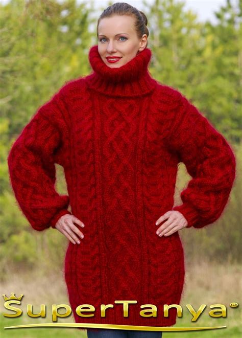 Buy Hand Knitted Sweater Red Fuzzy Mohair Sweater By Supertanya Online