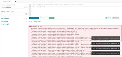 connect apache iceberg hive error texecutestatementresp status tstatus