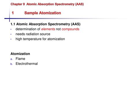 Ppt Chapter 9 Atomic Absorption Spectrometry Aas 1 Sample