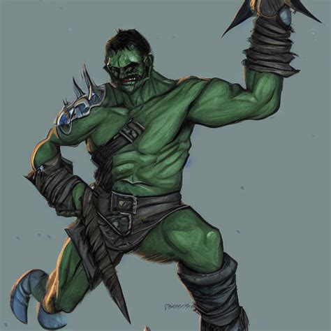 Prompthunt Human Male Rogue Sneaking Behind Orc Fantasy Art