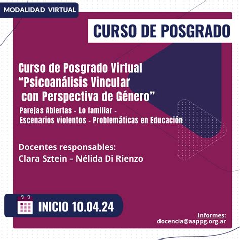 Curso De Posgrado Virtual Uba Aappg “psicoanálisis Vincular Con