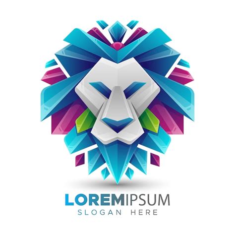 Modelo De Logotipo De Leão Colorido Vetor Premium