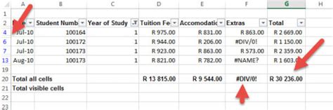 summing counting or averaging visible cells only in excel