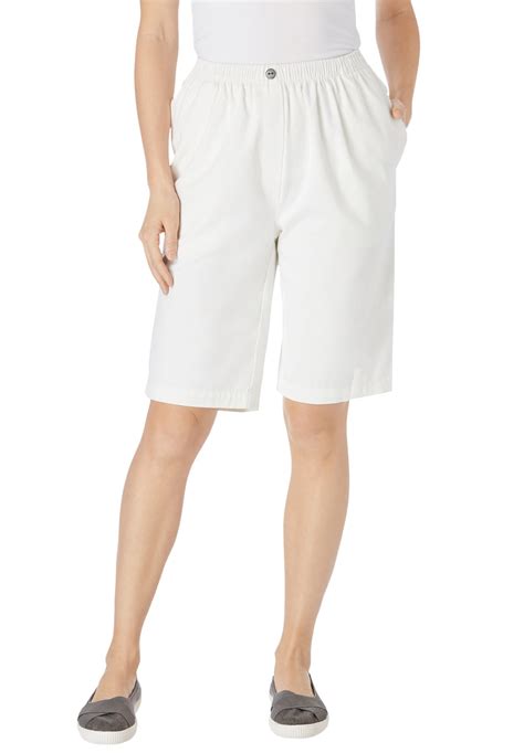 Woman Within Womens Plus Size Elastic Waist Cotton Short Short