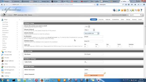 installing drupal using softaculous cpanel youtube