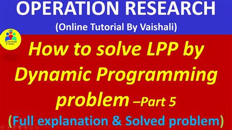 solve lpp by dynamic programming linear programming solution by