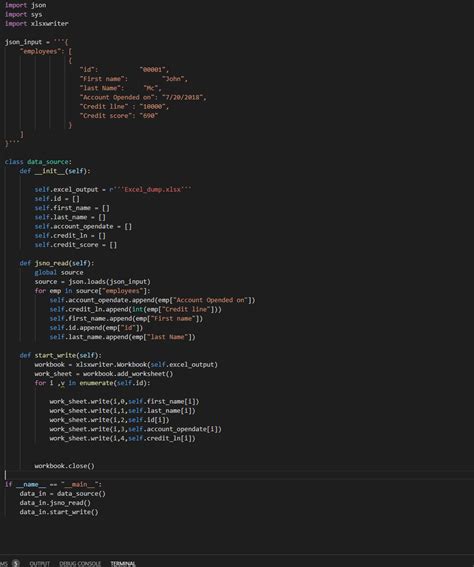 python wrap json data into an excel file using