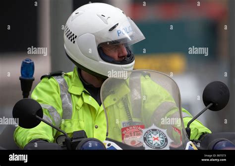 Psni Police Service Northern Ireland Motorcycle Officer On Patrol