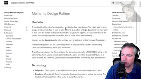 memento pattern design patterns in python youtube