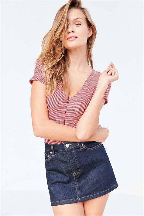 Bdg Colette Denim Micro Mini Skirt In Indigo Blue Lyst