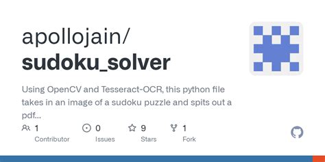 github apollojain sudoku solver using opencv and tesseract ocr this