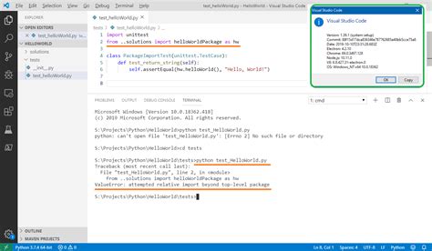 python vscode 1 39 x and python 3 7 x “importerror attempted relative