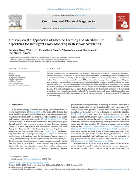 pdf a survey on the application of machine learning and metaheuristic