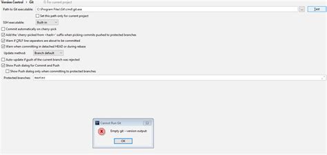 empty git version output ides support intellij platform jetbrains