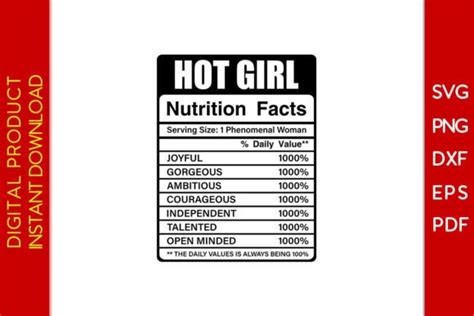 1 Hot Girl Nutrition Facts Svg Designs And Graphics
