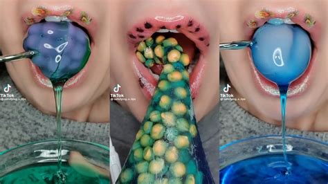 Oddly Satisfying 😌 Asmr Eating Food Emoji🍦🍫🍬🍭 Challenge Tiktok Mashup