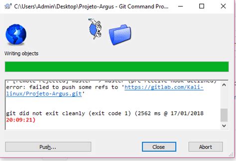 how to resolve “git did not exit cleanly exit code 1 ” error on