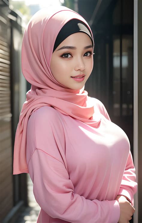 A Close Up Of A Woman Wearing A Pink Hijab Seaart Ai