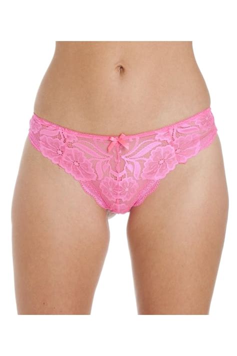 Womens 2 Pack Vibrant Pink Floral Lace Thong