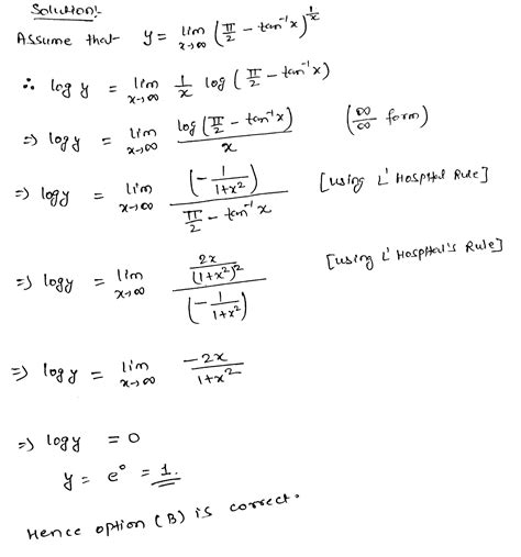 The Value Of Limit X→∞ Pi2 Tan 1x 1 X Is
