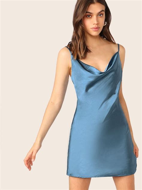 Satin Cowl Neck Sleeveless Mini Dress Mini Dress In 2019 Cowl Neck