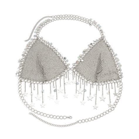 Versatile Sequins Handmade Body Dress Chain Sexy Star Tassel Mesh