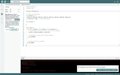bibliothèque pitches h français arduino forum