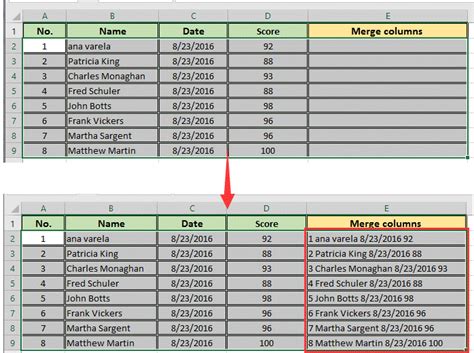 how to merge columns but not merging rows in excel