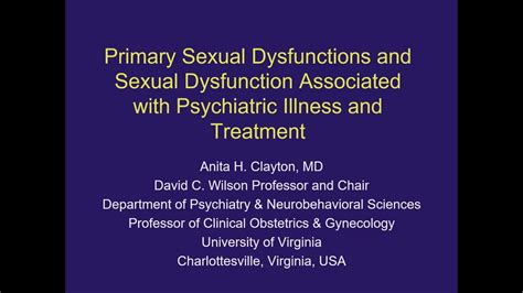 Primary Sexual Dysfunctions And Sexual Dysfunction Associated With