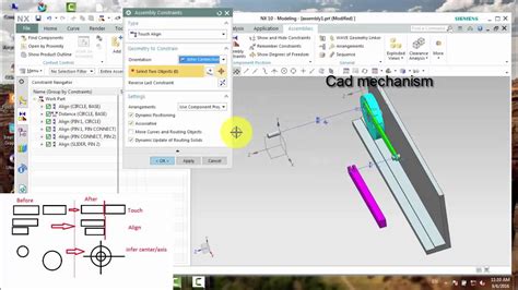 position assembly components with constraints nx cad tutorials part 1