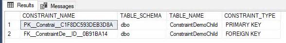 commonly used sql server constraints foreign key check