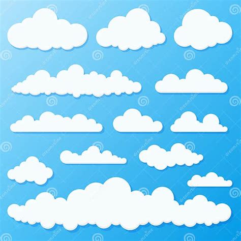 Set Of Blue Sky Clouds Cloud Icon Cloud Shape Set Of Different