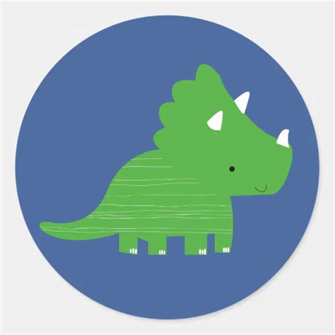 Green Cartoon Dinosaur Classic Round Sticker Zazzle