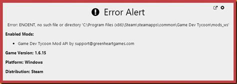 error enoent no such file or directory game dev tycoon greenheart