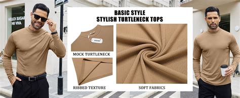 Coofandy Mens Mock Turtleneck Long Sleeve Shirts Slim Fit Basic T