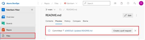 create a pull request to review and merge code azure repos