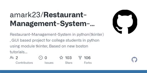 restaurant management system python readme md at master · amark23