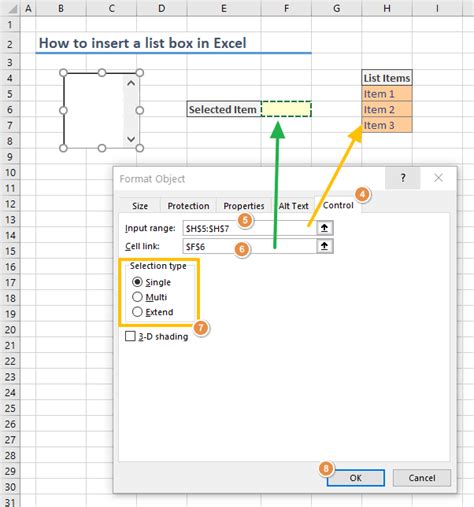 how to insert a list box in excel