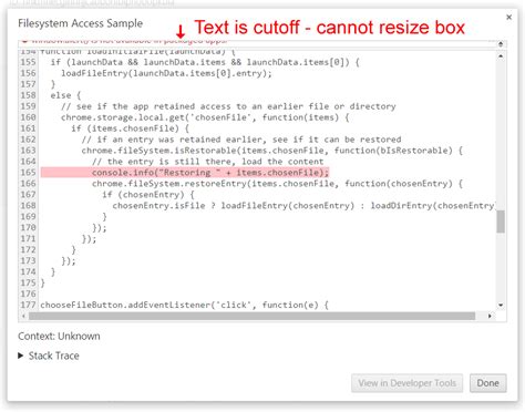 how can i resize the chrome developer mode error console stack overflow