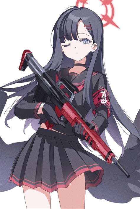 Safebooru 1girl O Armband Assault Rifle Bangs Black Choker Black