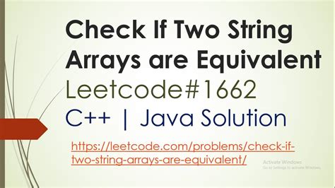 check if two string arrays are equivalent leetcode 1662 leetcode