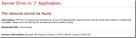 the resource cannot be found account login codeproject